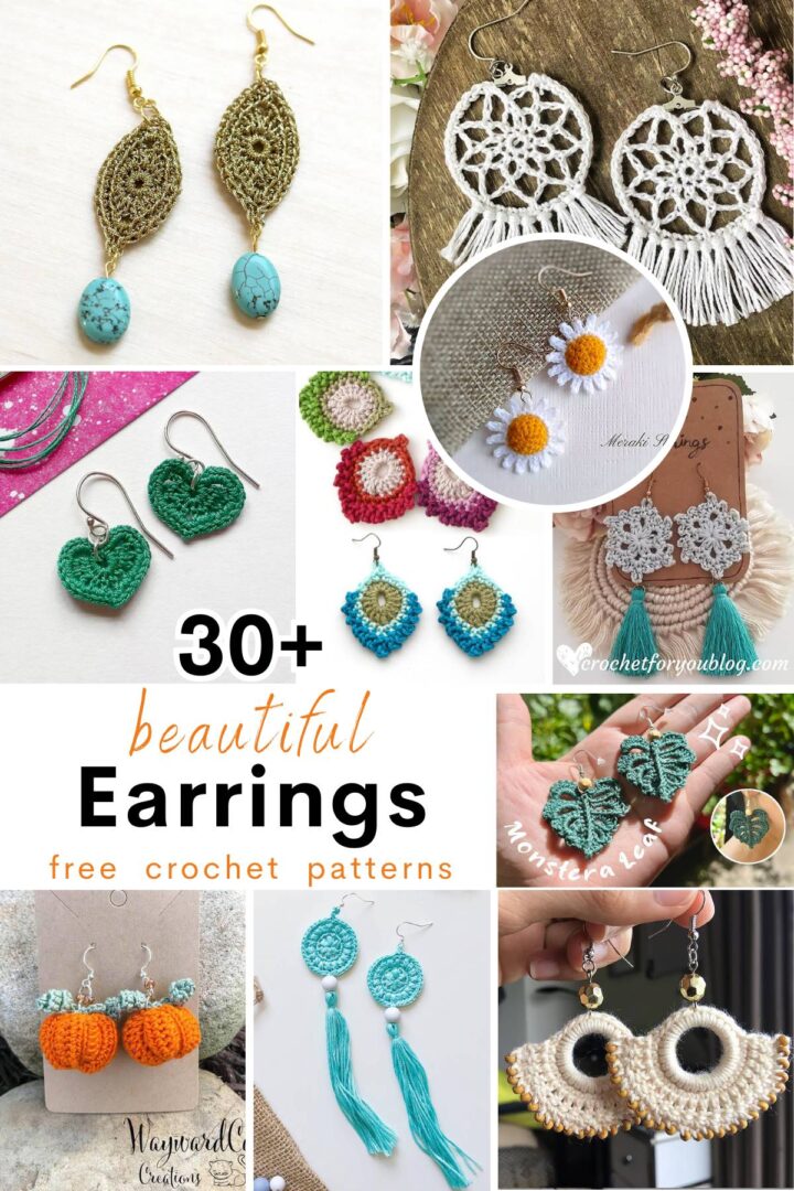 33 Free Patterns for Crochet Earrings • Made From Yarn