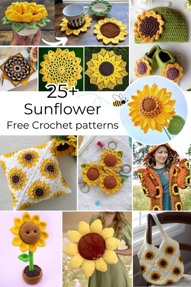 28 Beautiful Crochet Sunflower Free Patterns • Made From Yarn